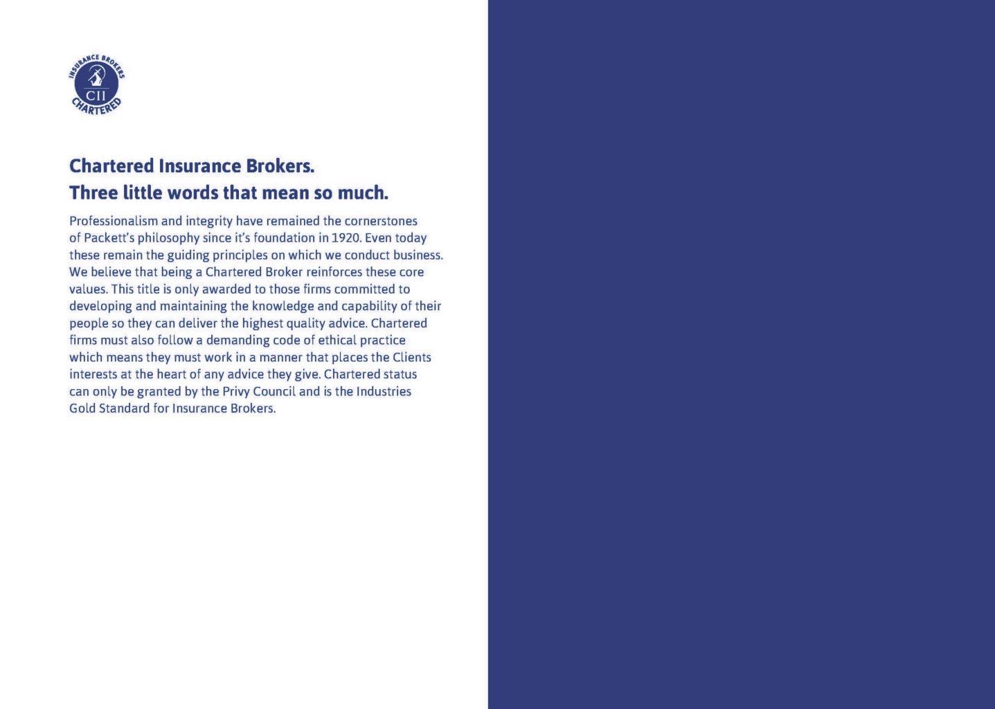 Our corporate brochure - Packetts Chartered Insurance Brokers